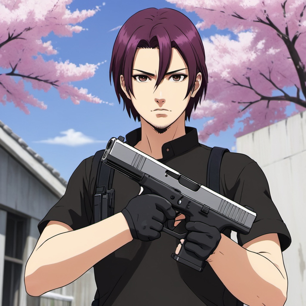 Me with a Glock a sakuras head in anime style