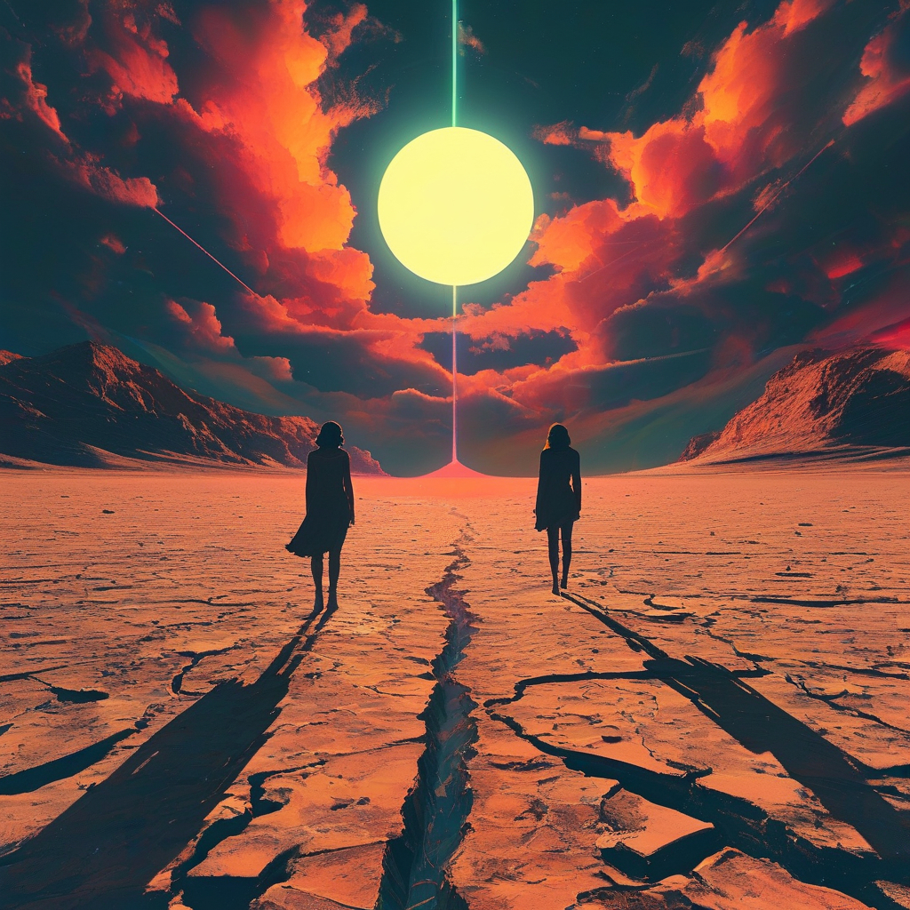 Create a surreal, emotionally charged digital artwor...