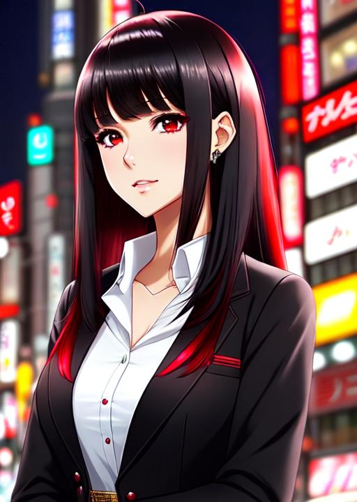 Beauty 30 year old girl,anime,manga,black dress,cute...