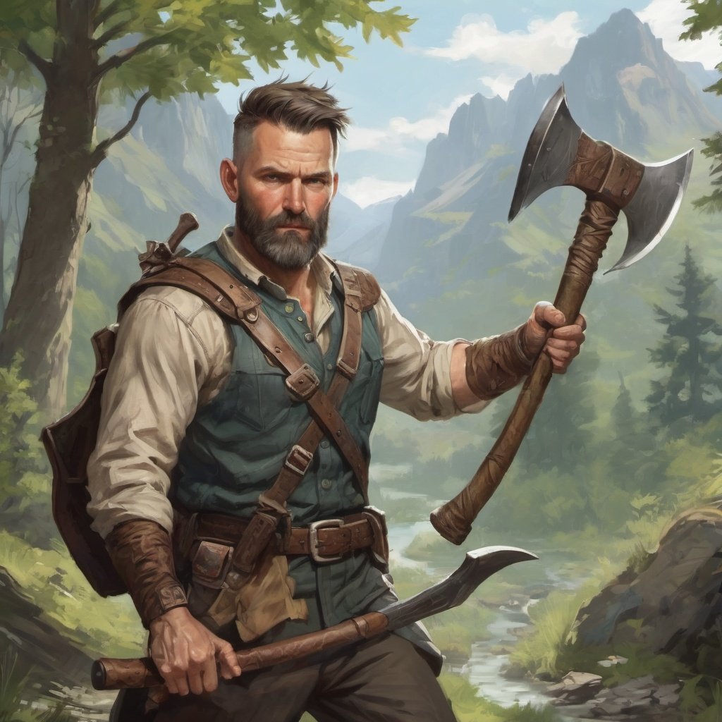 Male stocky fit 39-year old sneaky fantasy-ranger wi...