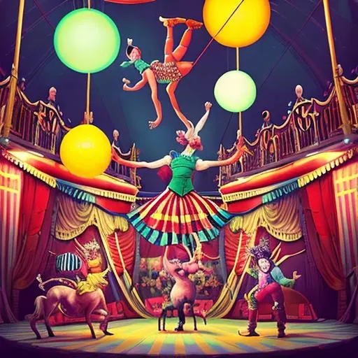 An unusual circus scene, by Claire Lee, behance, sur... | OpenArt