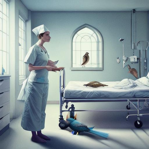 a hospital bed that is also a bird feeder with a bir...