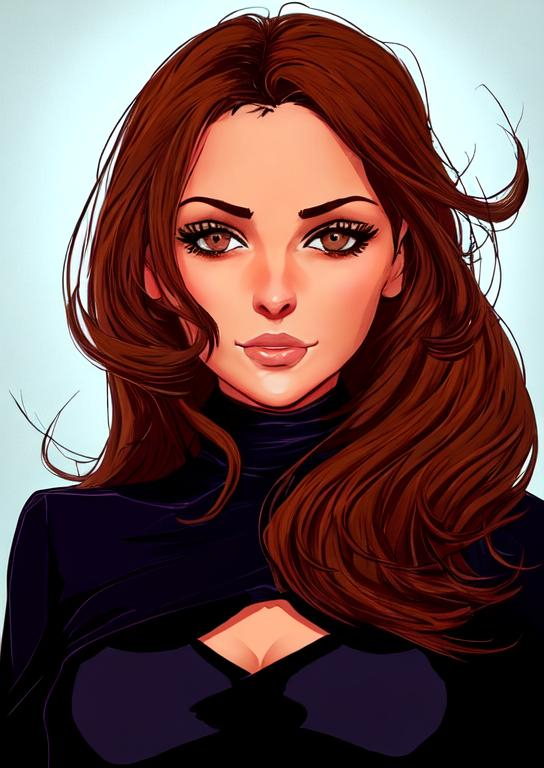 Beautiful woman cartoon portrait | OpenArt