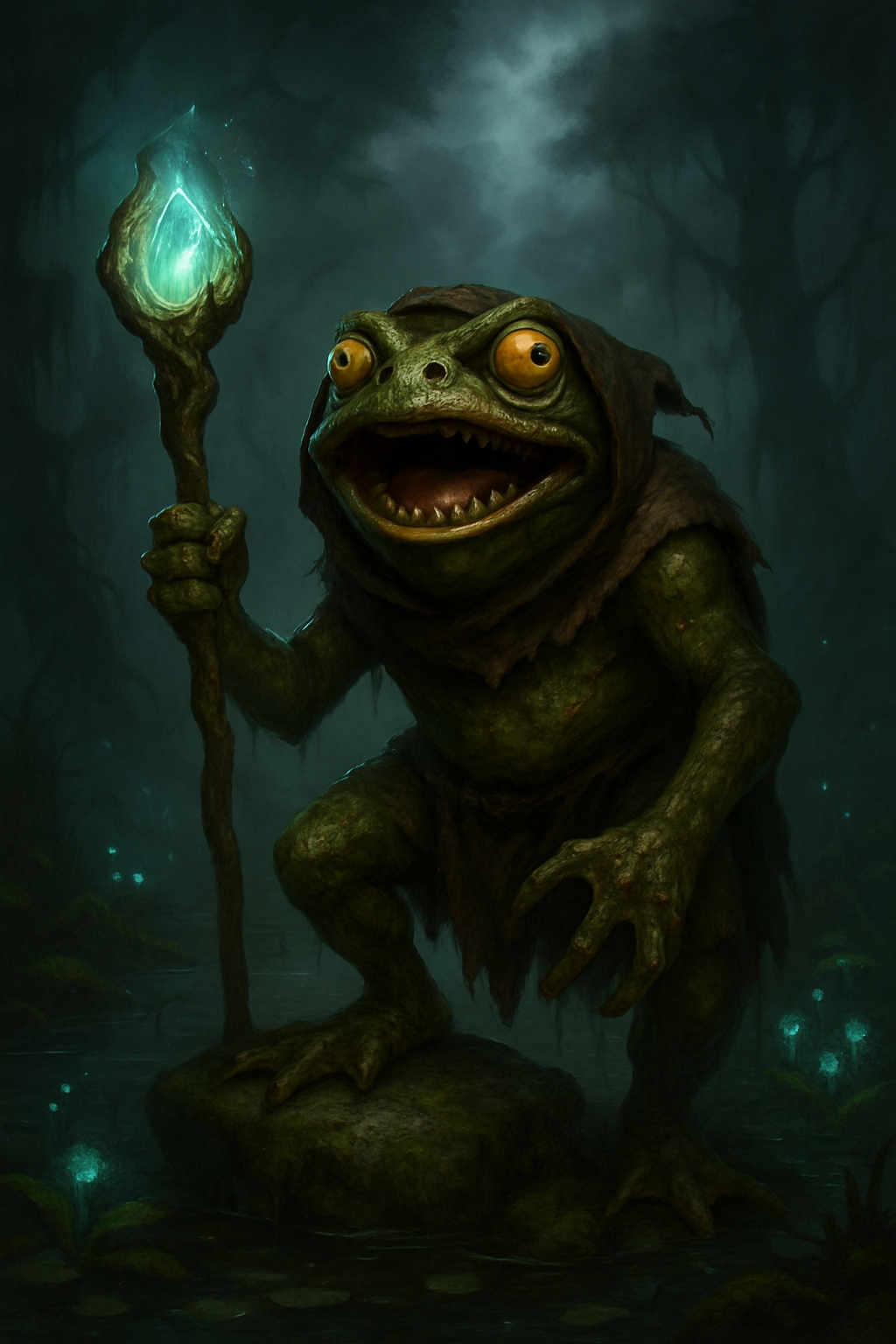 D&D5e NPC portrait mad bullywug shaman