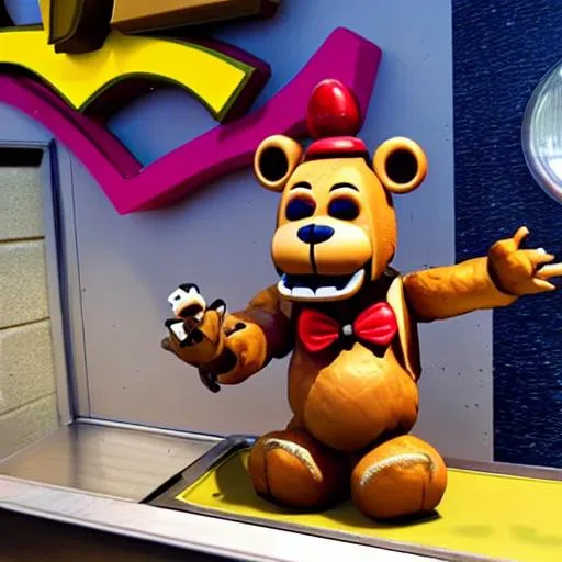 freddy fazbear eating at mcdonald's, photography, 8 k,