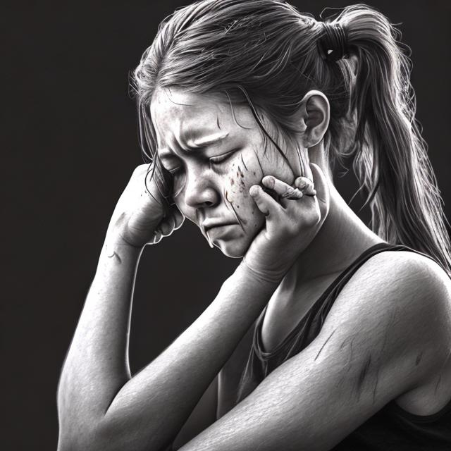 Hyperrealistic pencil art A young woman is crying bl... | OpenArt