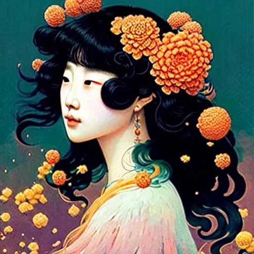 beautiful cute front portrait Korean ninfa, big long... | OpenArt