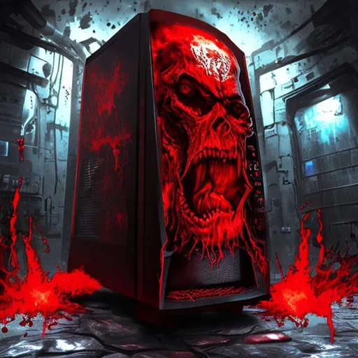 Angry Computer, Red Blood Rage | OpenArt