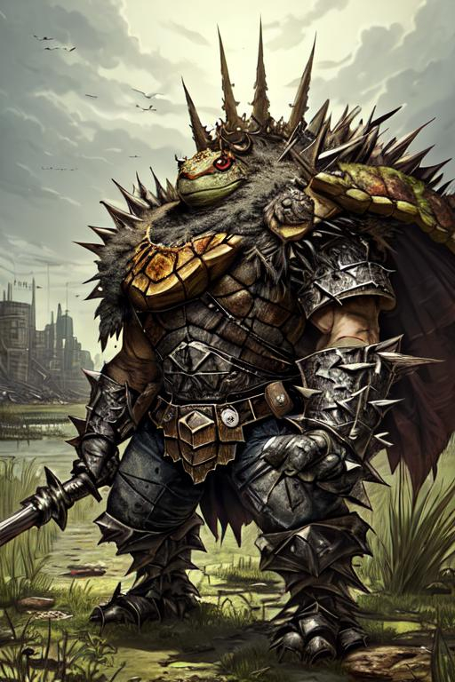 Anthropomorphic mutated muscled turtle knight with f... | OpenArt