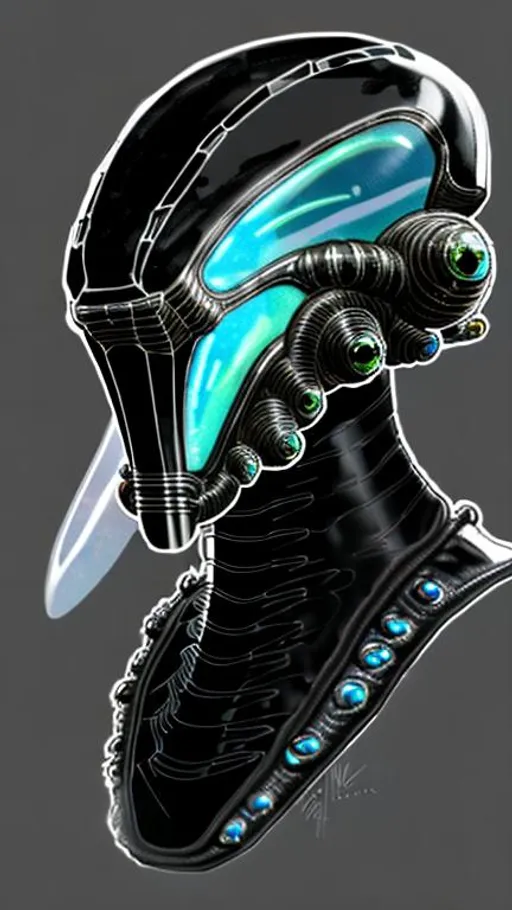 black opalescent alien eldritch lucha mask with 360°...