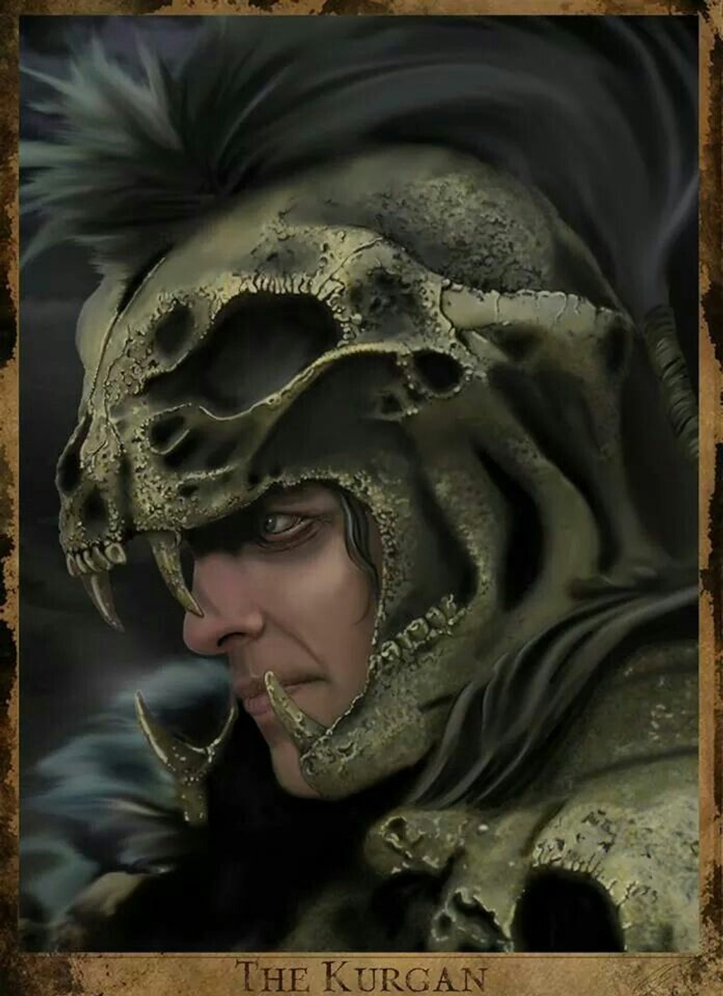 Kurgan like, Male, red flaming eyes, Realistic, dark...