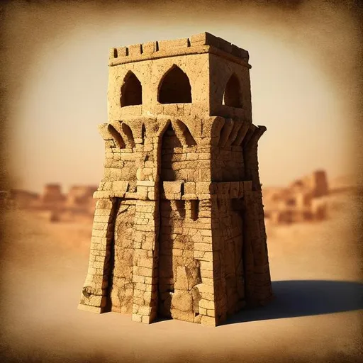 Ancient Arab tower as a logo with word Tabuk