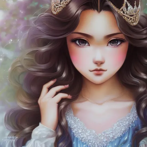 Closeup face portrait of a princess wearing crown, s... | OpenArt