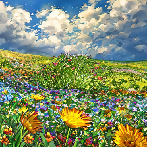 wildflowers in open pastures