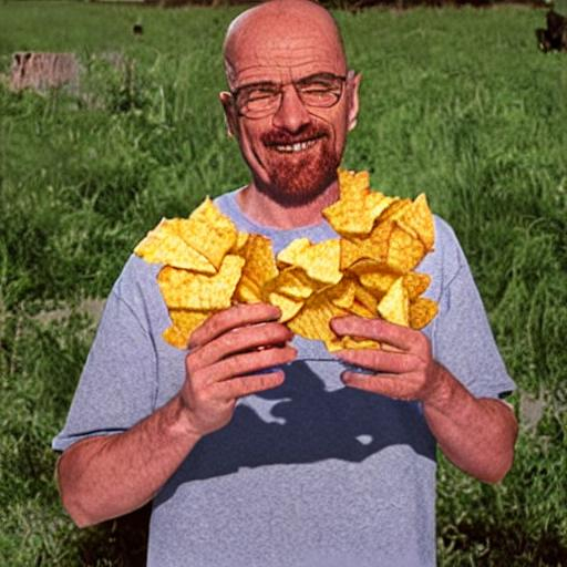 breaking bad eating triangle crunchy snack popcorner... | OpenArt