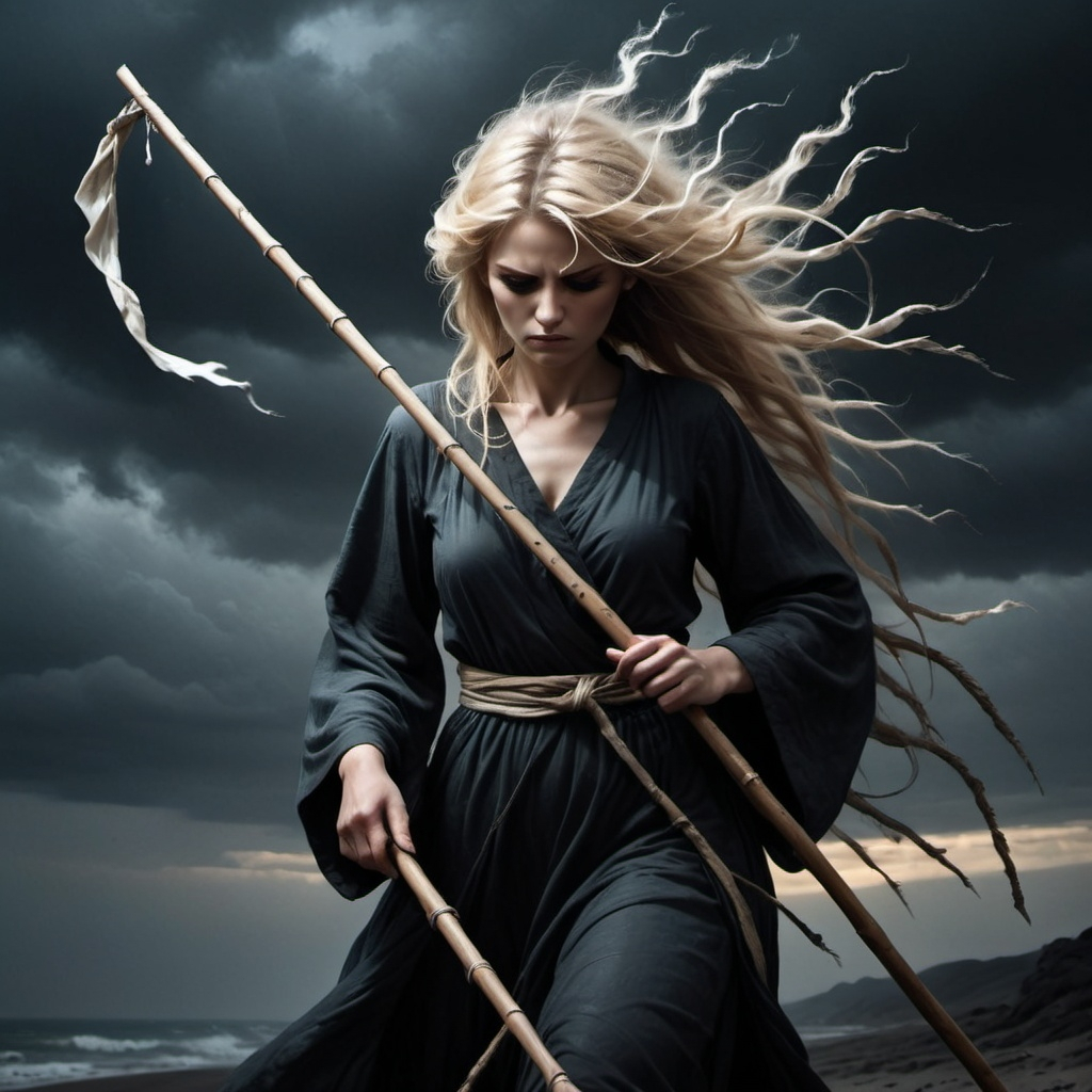 wind personification, in a somber dark mood using a...
