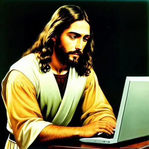 Jesus using a computer | OpenArt