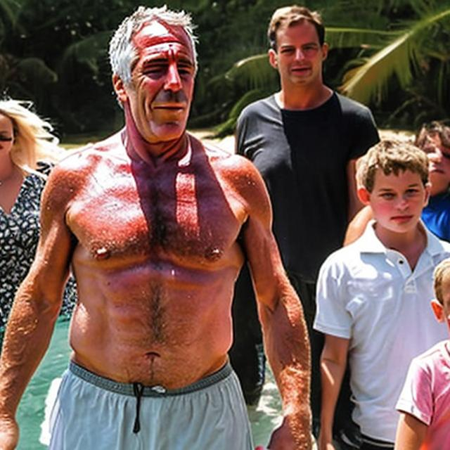 Jeffrey Epstein surrounded by children