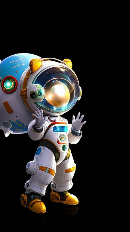 A cute alien boy with a happy dance pose with both h... | OpenArt