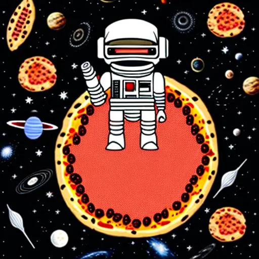 a humanoid space warlord made of pepperoni pizza