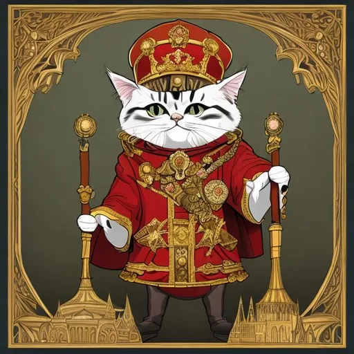 Cartoon of a cat dressed up as a russian czar