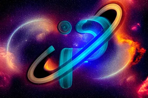 Capital letter P in space with rings surrounding it... | OpenArt