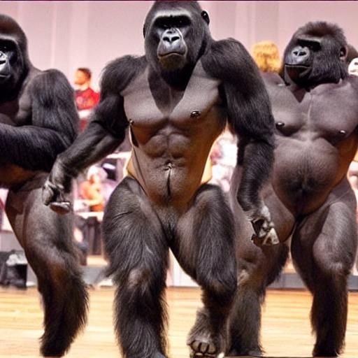 bodybuilding show but its all gorillas instead of hu...
