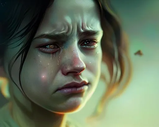 Portrait of a girl crying through the whole image as... | OpenArt