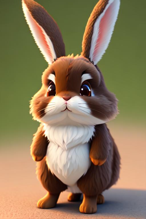 3d brown bunny, long ears, fluffy, long shot, full b... | OpenArt