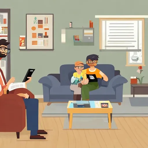 Panel 1: [Wide shot of a living room. A father, wear... | OpenArt