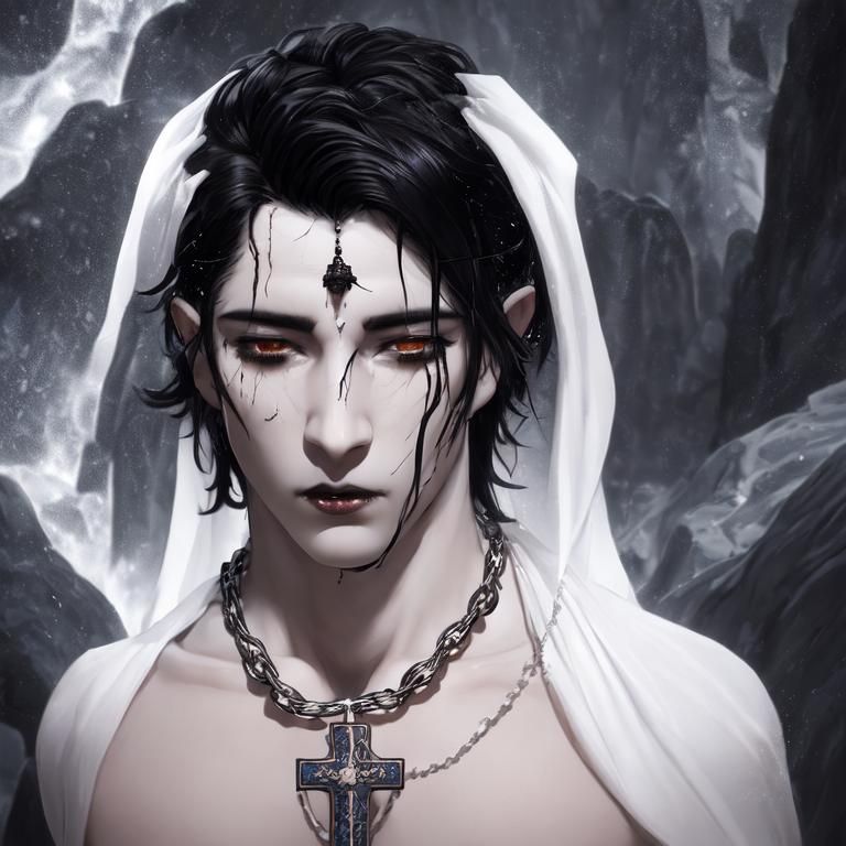 young handsome male, black hair ,arabian siren eyes,... | OpenArt