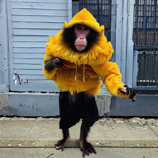 a monkey dressed like a rapper