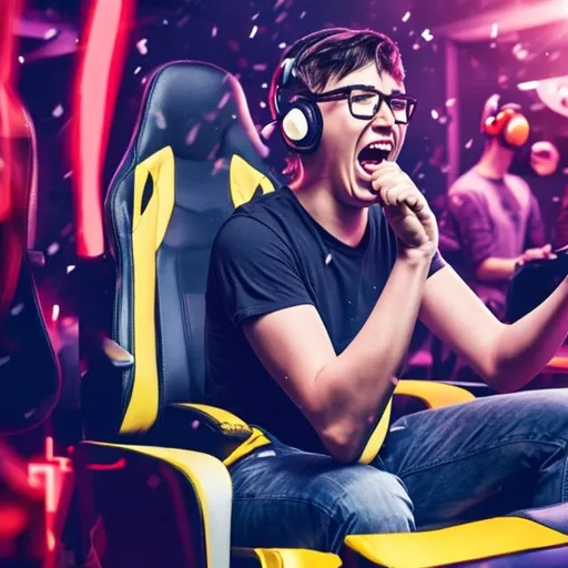 Gamer having a joygasm over winning