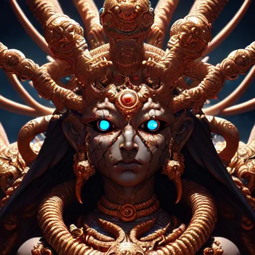 low-angle close-up portrait of a god-of-death-alien-... | OpenArt