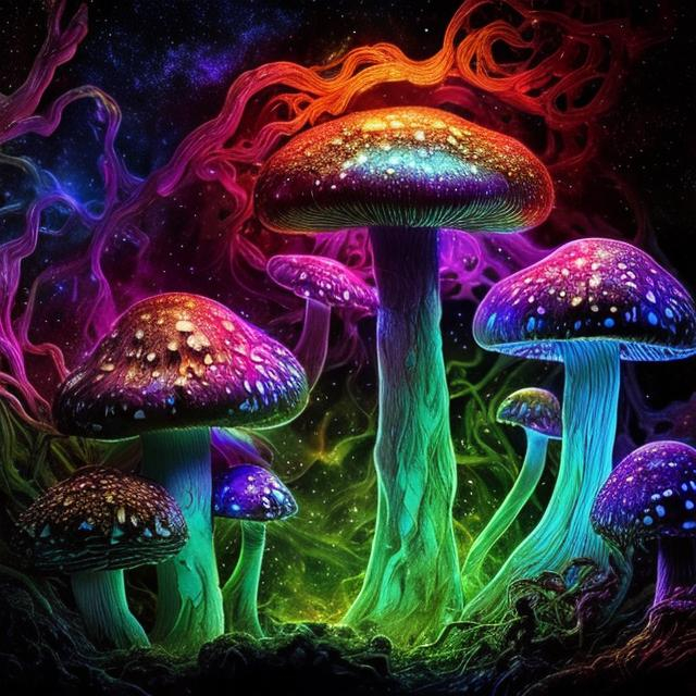 Cosmic Nebula Beautiful {Mushroom}, hyper realistic,...
