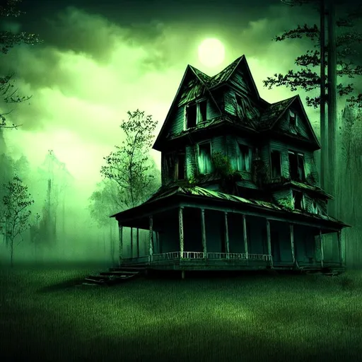 scary abandoned house with demons detailed realistic... | OpenArt
