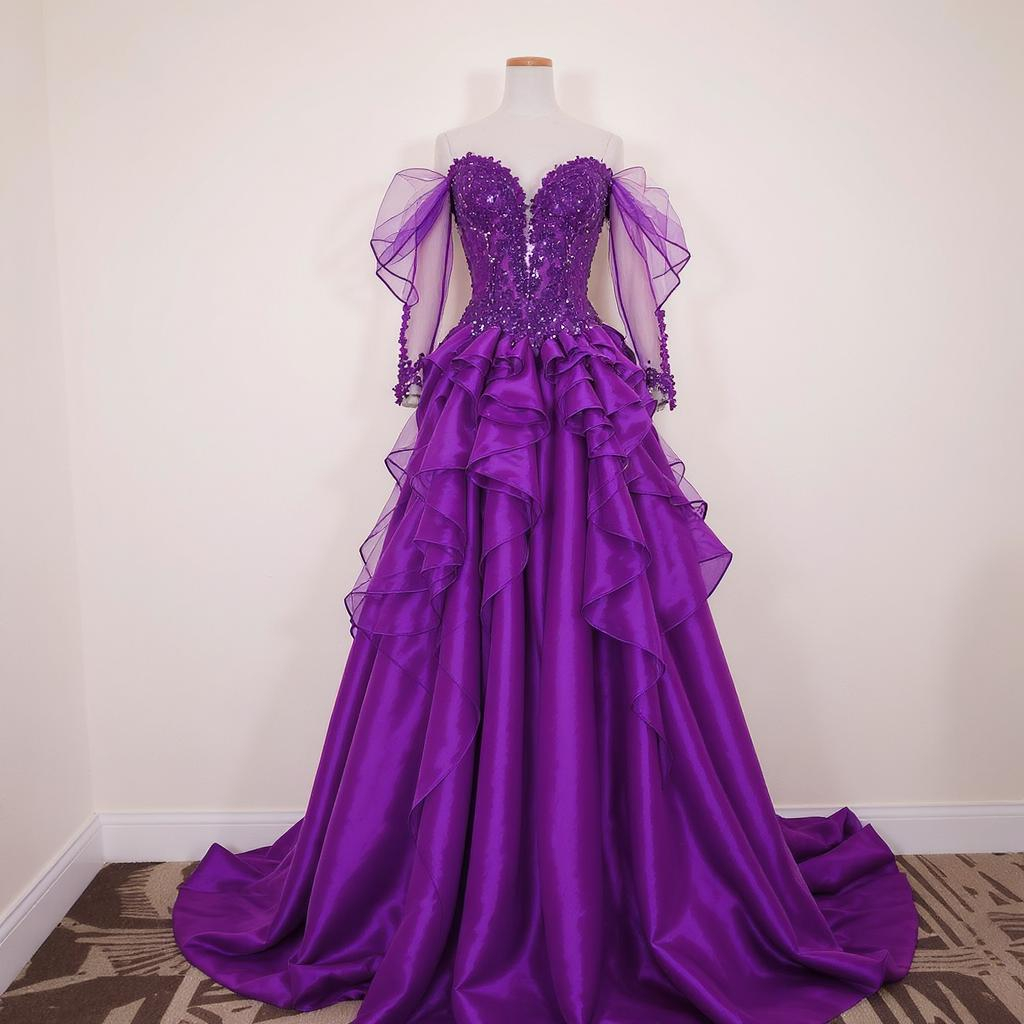 create an image of a stunning purple dress, somethin...