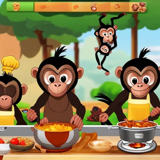 Monkeys with black people cooking | OpenArt