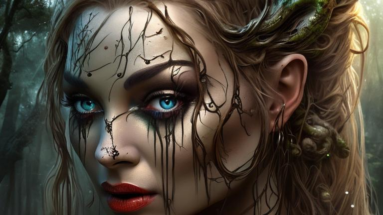 highly detailed swamp goddess detailed faces style o...