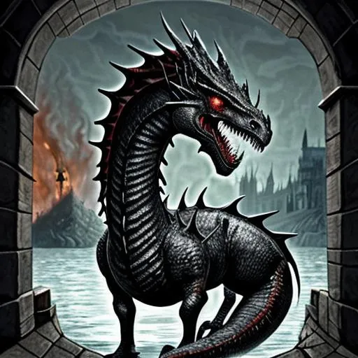 Balerion the Black Dread dragon in a prisoned in a b... | OpenArt