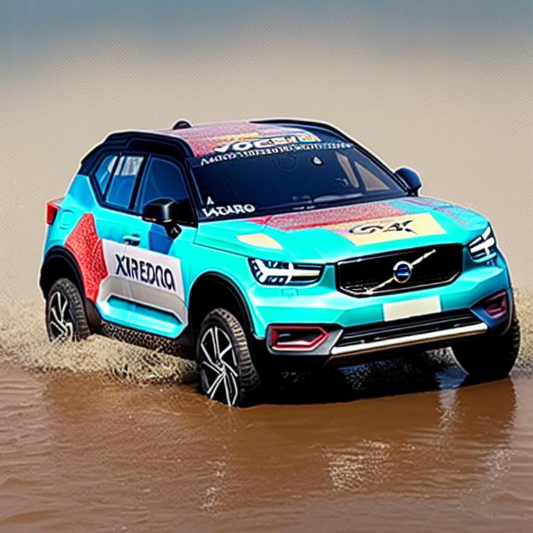 4x4 volvo xc40 2020 dakar racing, with flood in the...