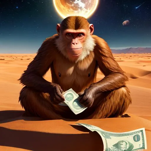 a dollar bill with a monkey on it photograph | OpenArt