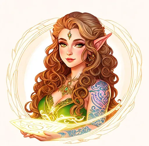 dnd, illustration, portrait, female, elf, curly hair... | OpenArt
