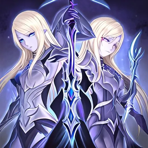 blond hair glowing eyes female void elf death knight... | OpenArt