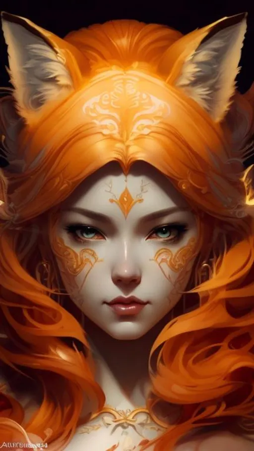 lady fox. intricate details. art by artgerm, Charli...