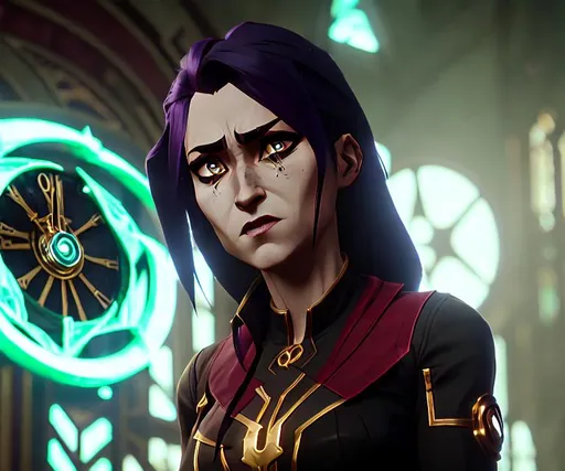 Woman with a Clock as one eye and the other eye is g... | OpenArt