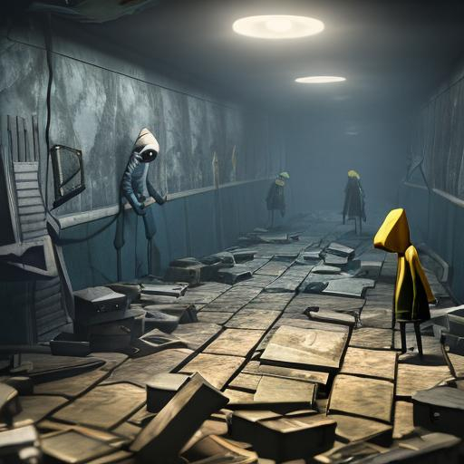 Little Nightmares II style artwork, Dark, Dingy base... | OpenArt