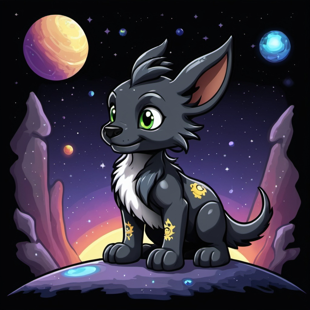 Generate a pixel neopets banner with black gelert an...