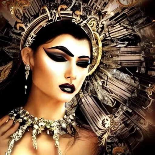 cinematic stunning eye candy goddess. Goddess is wea...