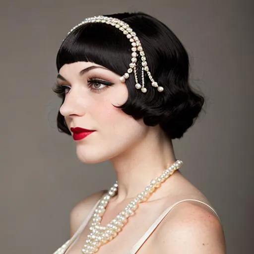 1920s Flapper with pearl headpiece | OpenArt